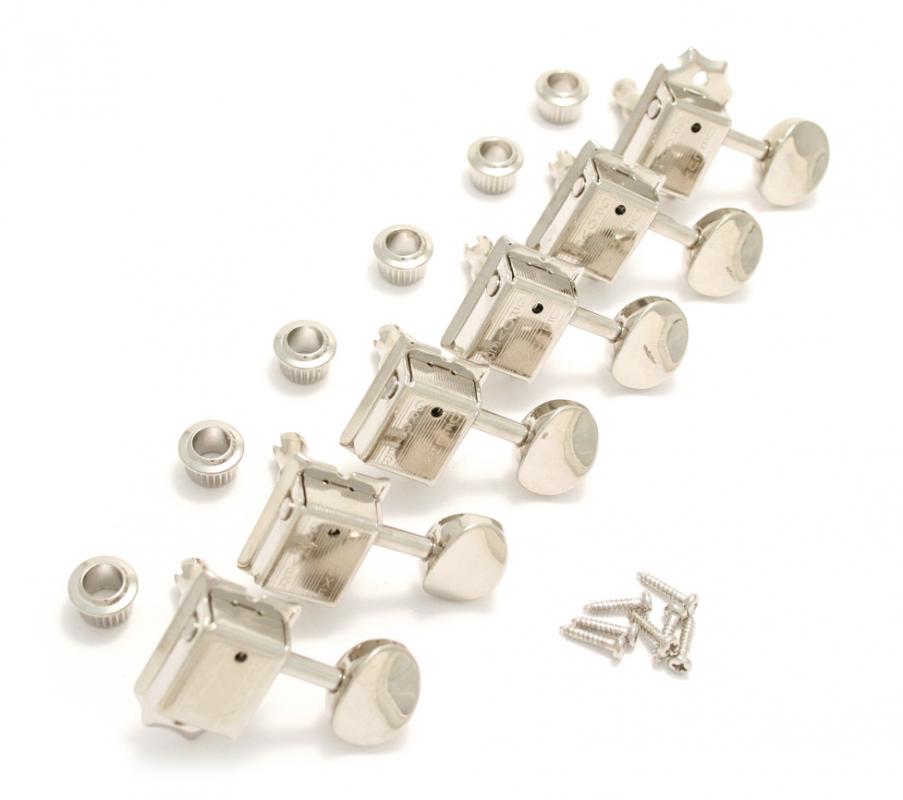133N6 Grover Nickel 6 Inline Vintage Style Guitar Tuners fit Fender ...