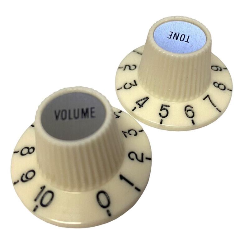 KNWHUS-AW Aged White Kluson Witch Hat Guitar Knobs for Press On Split ...